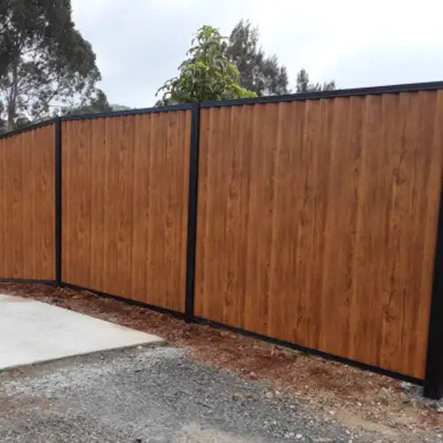 Steel Fence Kit 2.35x2.1m Wood Style Panel Deluxe PermaSteel | AusLS ...