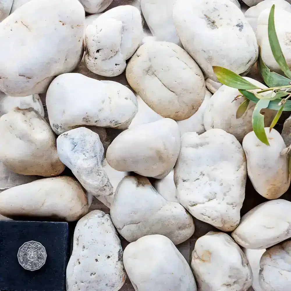 White Quartz Pebbles - 50-100mm - 20kg Bag | Australian Landscape Supplies